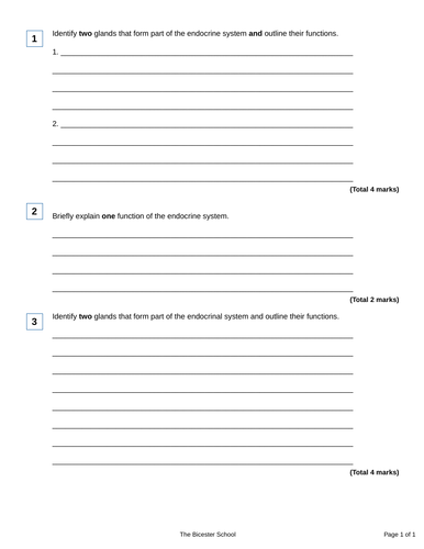 AQA A-Level Psychology Biopsychology – The Endocrine System | Teaching ...