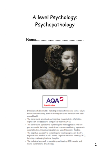 AQA A-Level Psychology Psychopathology – Introduction to Abnormality ...