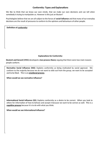 AQA A-Level Psychology Social Influence – Types and Explanations of ...