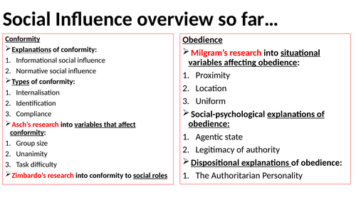 AQA A-Level Psychology Social Influence – Obedience: Social ...