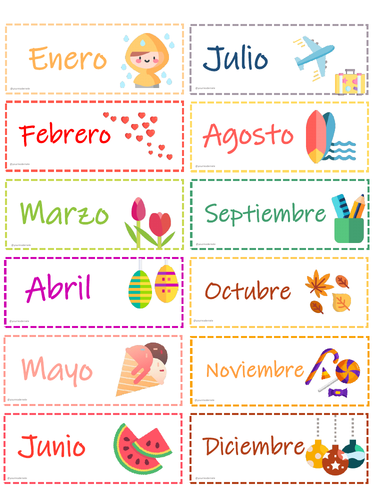 Los meses del año. Tarjetas | Teaching Resources