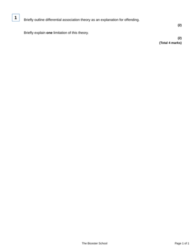 AQA A-Level Psychology Forensics – Differential Association Theory ...