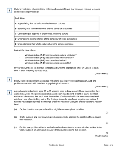 AQA A-Level Psychology Issues and Debates – Cultural Bias | Teaching ...