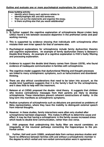 AQA A-Level Psychology Schizophrenia – Psychological Explanations ...