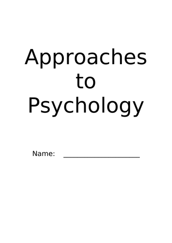 AQA A-Level Psychology Approaches - Booklet and Answers | Teaching ...