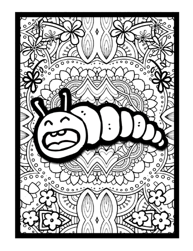 Funny Caterpillars Mindfulness Mandala Coloring Pages, Animals Coloring ...