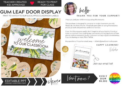 GUM LEAF Classroom Door + Bulletin Board Display Pack | Teaching Resources