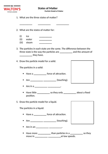 States of Matter for GCSE Science worksheet and video | Teaching Resources