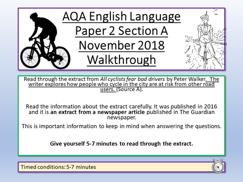 AQA English Language Paper 2 November 2018 | Teaching Resources