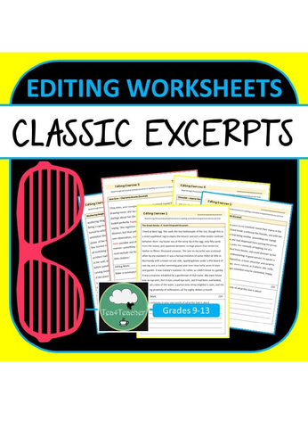 EDITING WORKSHEETS High School ELA Editing Exercises | Teaching Resources