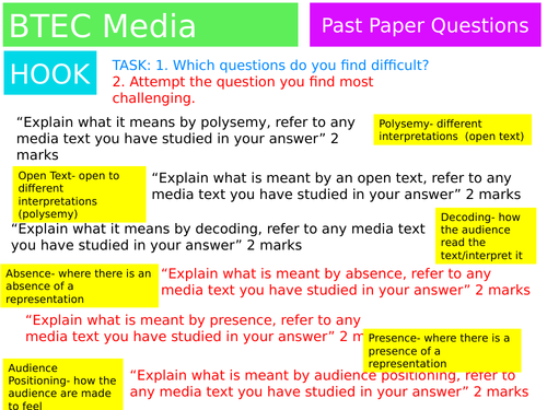 BTEC Media L3 Creative Digital Media Production- Unit 1 Resources ...