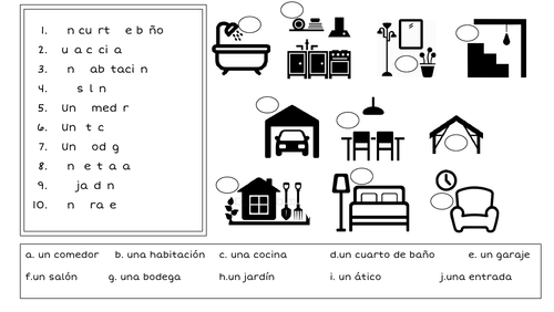 En mi casa hay.... Spanish rooms of the house worksheet | Teaching ...