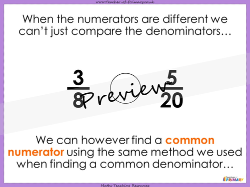 Comparing and Ordering Fractions - Year 6 | Teaching Resources