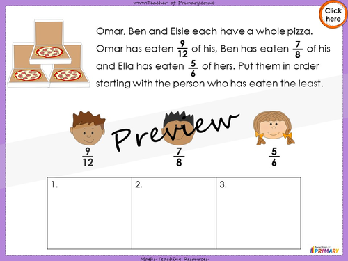 Comparing And Ordering Fractions Year 6 Teaching Resources