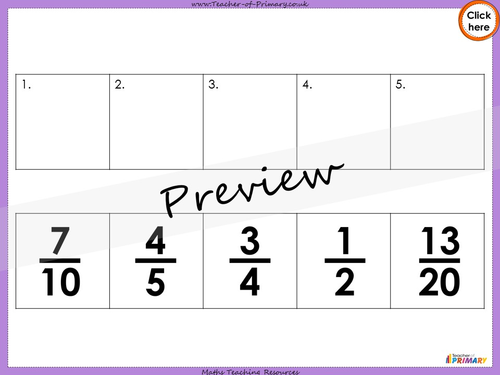 Comparing and Ordering Fractions - Year 6 | Teaching Resources