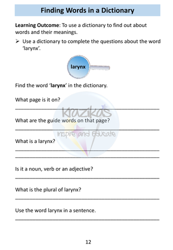 English Functional Skills Entry Level 2 - Using a Dictionary | Teaching ...