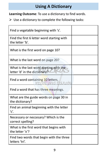 English Functional Skills Entry Level 2 - Using a Dictionary | Teaching ...