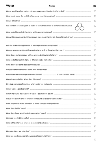 Biological Molecules - DNA/RNA/ATP/Water/Ions Recall Tests | Teaching ...