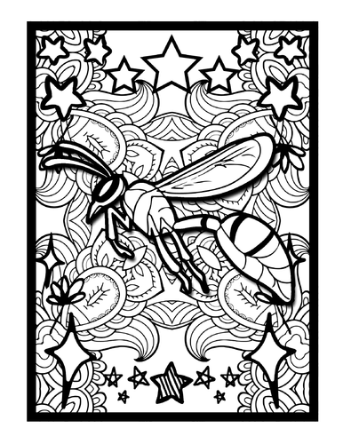 Wasps Mindfulness Mandala Coloring Pages, Insects & Arachnids Coloring ...