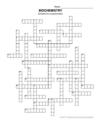 Biological Molecules Crossword & Solution | Teaching Resources