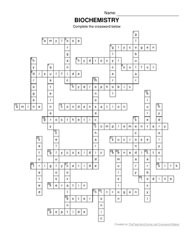 Biological Molecules Crossword & Solution | Teaching Resources
