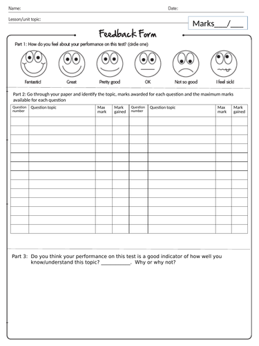 Assessment feedback proforma | Teaching Resources
