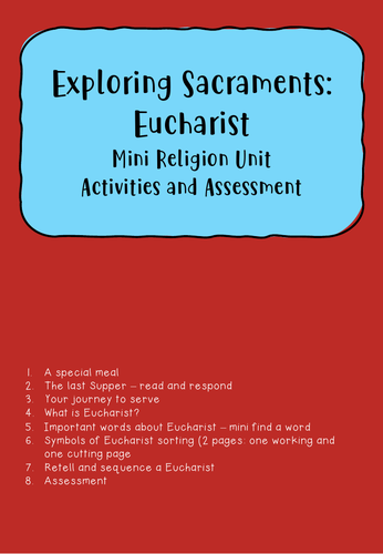 Sacrament of Eucharist / Communion Activity and Assessment mini ...