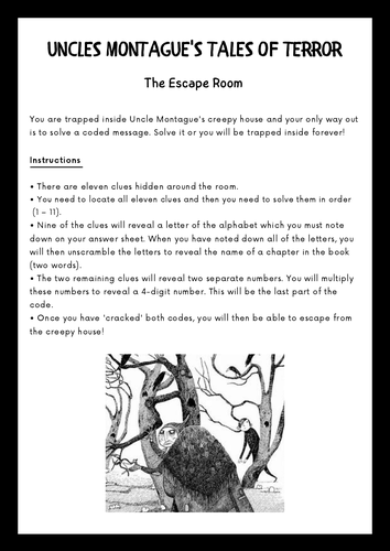 Uncle Montague's Tales of Terror Escape Room Game. Halloween Fun Clues ...