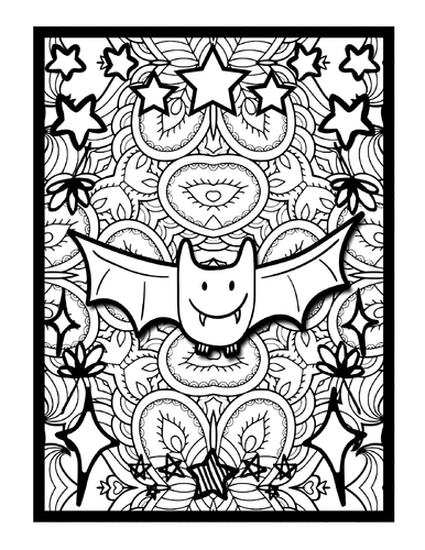 Bats Mindfulness Mandala Coloring Pages, Animals Coloring Printable ...