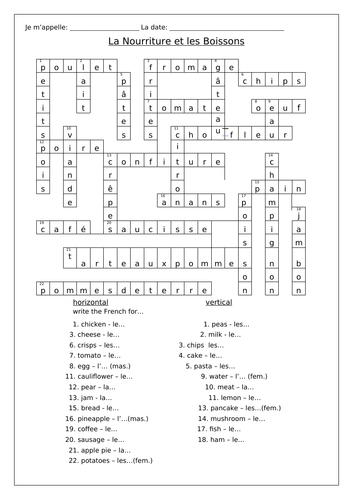 FRENCH - FOOD AND DRINK GAMES | Teaching Resources