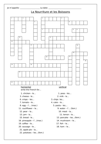 FRENCH - FOOD AND DRINK GAMES | Teaching Resources