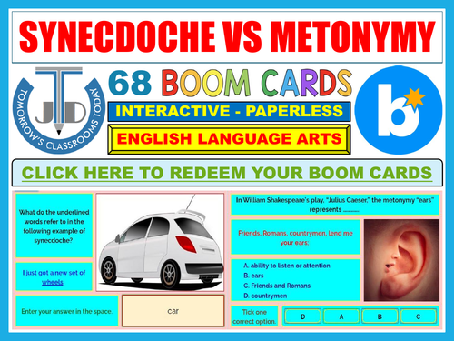 SYNECDOCHE VS METONYMY - FIGURATIVE LANGUAGE: 68 BOOM CARDS | Teaching ...