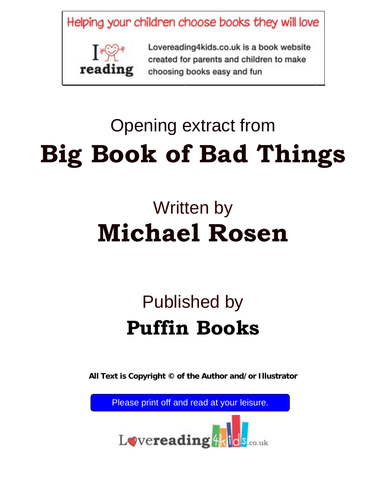 Michael Rosen's Big Book of Bad Things - Whole Class Reading Session ...