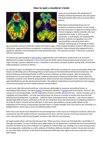 Neural Explanations of offending - Forensic Psychology | Teaching Resources