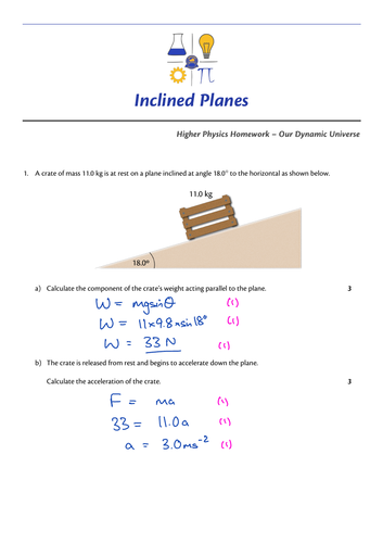 Inclined Planes Homework | Teaching Resources