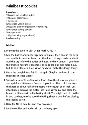 Simple recipes for Early Years | Teaching Resources