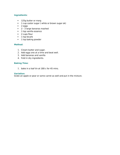 Simple recipes for Early Years | Teaching Resources