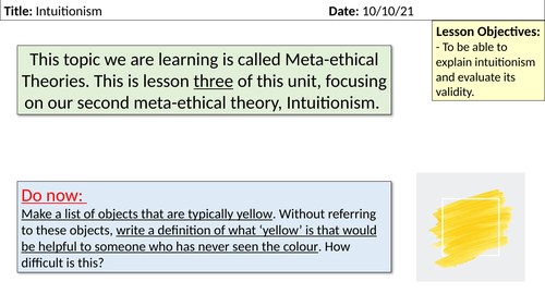 Ethical Language: Meta-Ethics Intuitionism | Teaching Resources