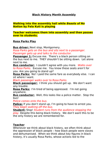 Black History Month Assembly | Teaching Resources