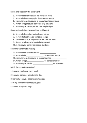 French GCSE environment | Teaching Resources