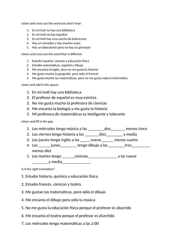 Spanish topic of describing a school | Teaching Resources