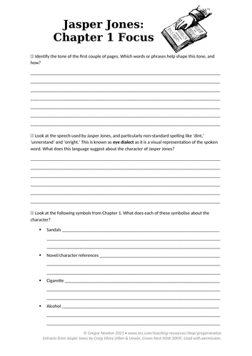 Jasper Jones - Craig Silvey - Worksheet Set | Teaching Resources