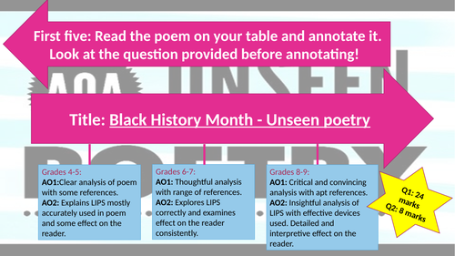 Black History Month: AQA Unseen poetry on Race- Langston Hughes (I, Too ...
