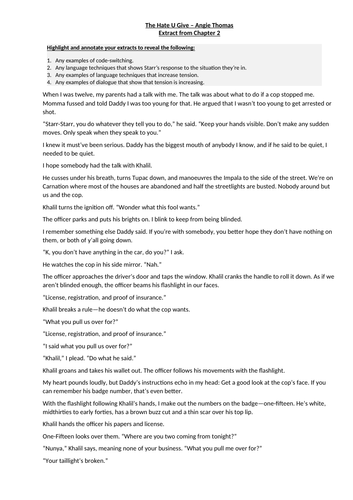 The Hate U Give - Urban Literature (BLM) | Teaching Resources