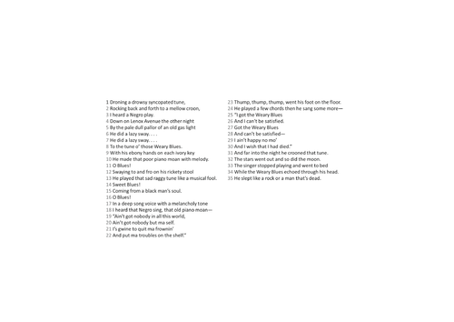 Black History Month - The Weary Blues poetry lesson | Teaching Resources