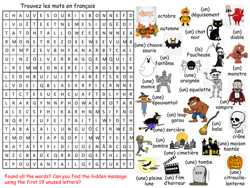 Bumper French Halloween Wordsearch | Teaching Resources