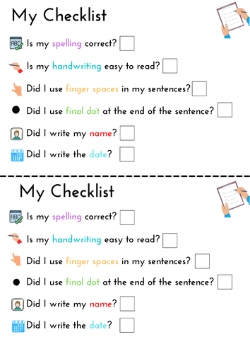 Student's work checklist | Teaching Resources
