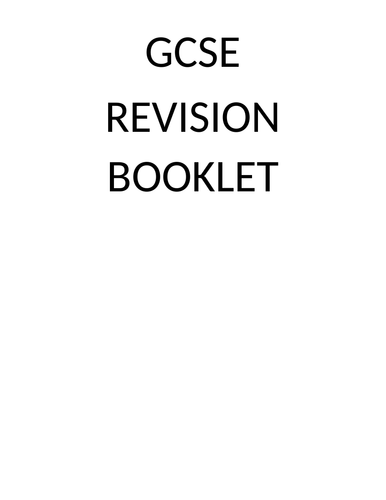 GCSE revision booklet | Teaching Resources
