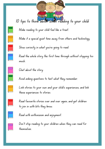 10 tips to think about when reading to your child | Teaching Resources