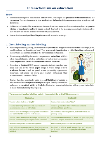 Interactionist (labelling) perspective on education policy | Teaching ...